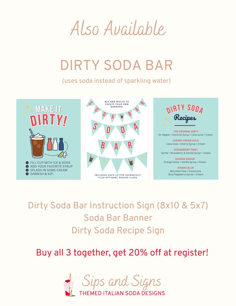 Dirty Soda Bar Sign – Neon Printable Drink Station – Party Decor for ...