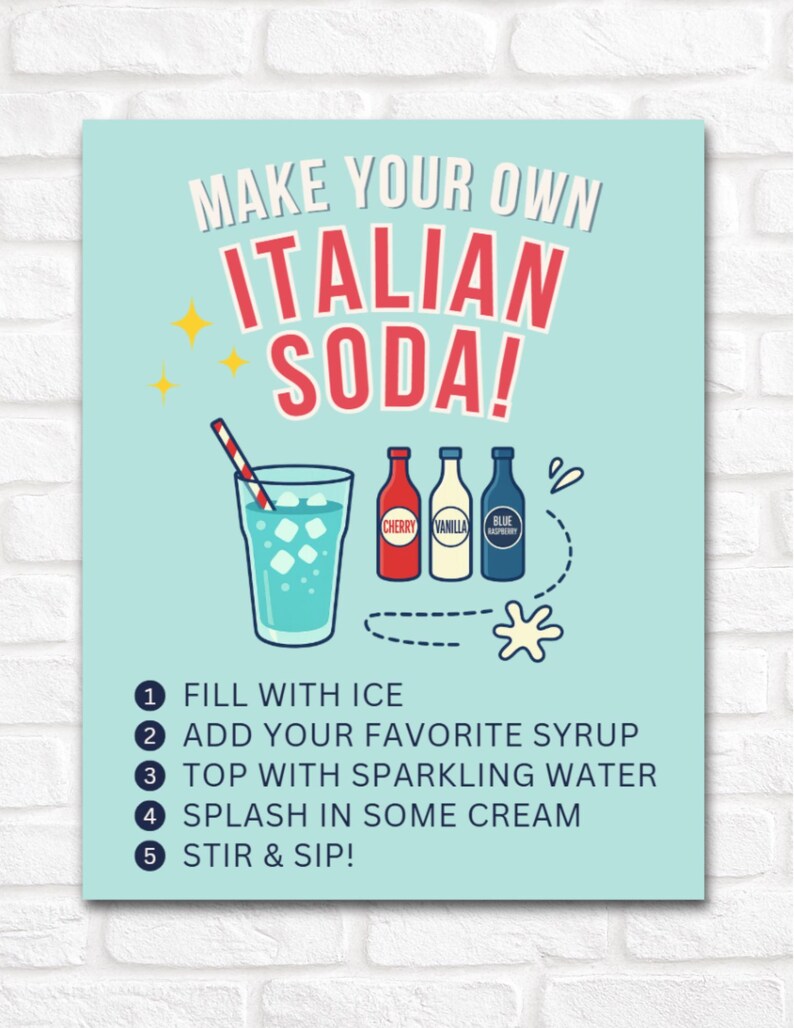Italian Soda Bar Sign - Retro Diner Theme - Digital Download ...