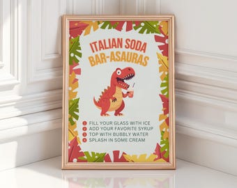 Italian Soda Bar Sign - Dinosaur Theme - Digital Download - T-rex With ...