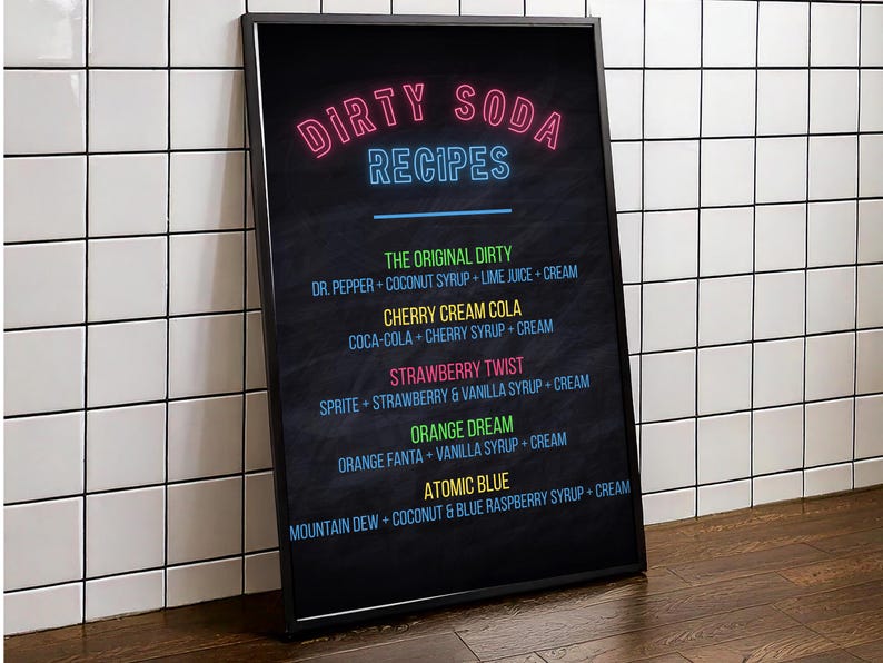 Dirty Soda Bar Sign – Neon Printable Menu – Digital Download - 4th of ...