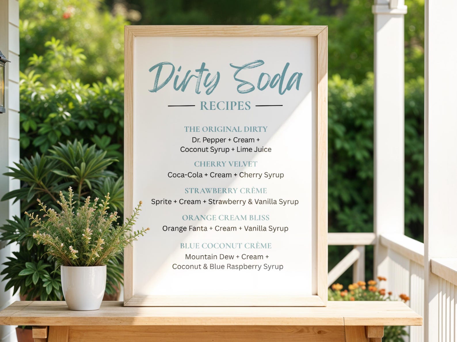 Dirty Soda Bar Sign – Printable Menu – Digital Download - 4th of July ...
