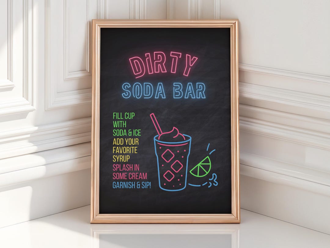 Dirty Soda Bar Sign – Neon Printable Drink Station – Party Decor for ...