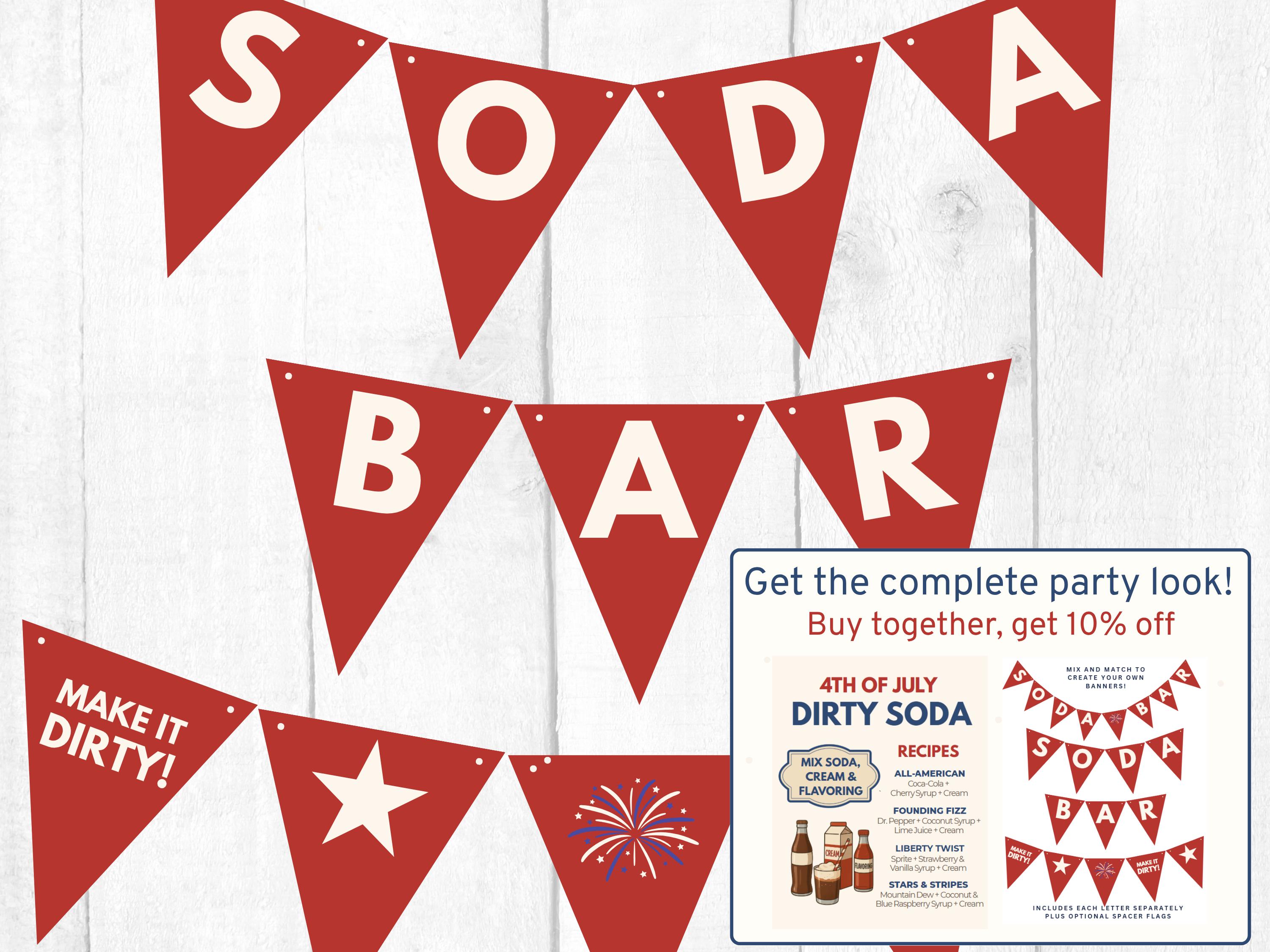 Dirty Soda Bar Sign – 4th of July – Printable Drink Station – Party ...
