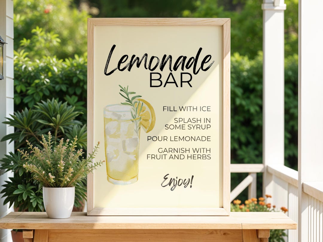 Lemonade Bar Instruction Sign – Printable Lemonade Station Decor ...