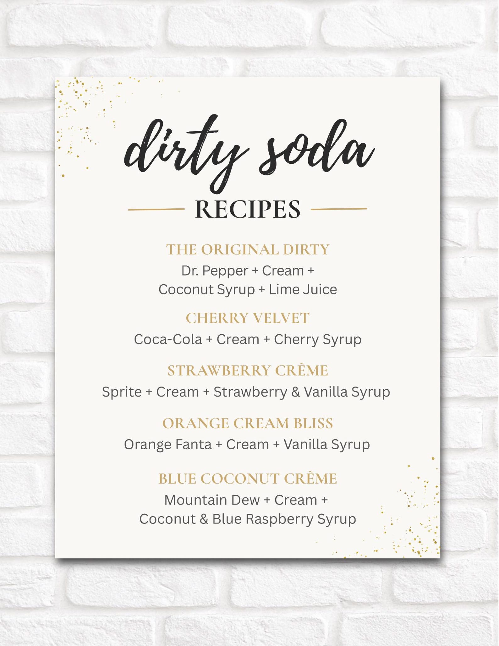 Dirty Soda Bar Sign – Graduation Printable Drink Station – Recipe Sign ...