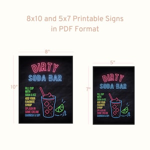 Dirty Soda Bar Sign – Neon Printable Drink Station – Party Decor for ...