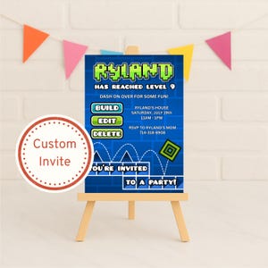 Geometry Dash Custom Birthday Invitation - Digital Download - 5x7 ...