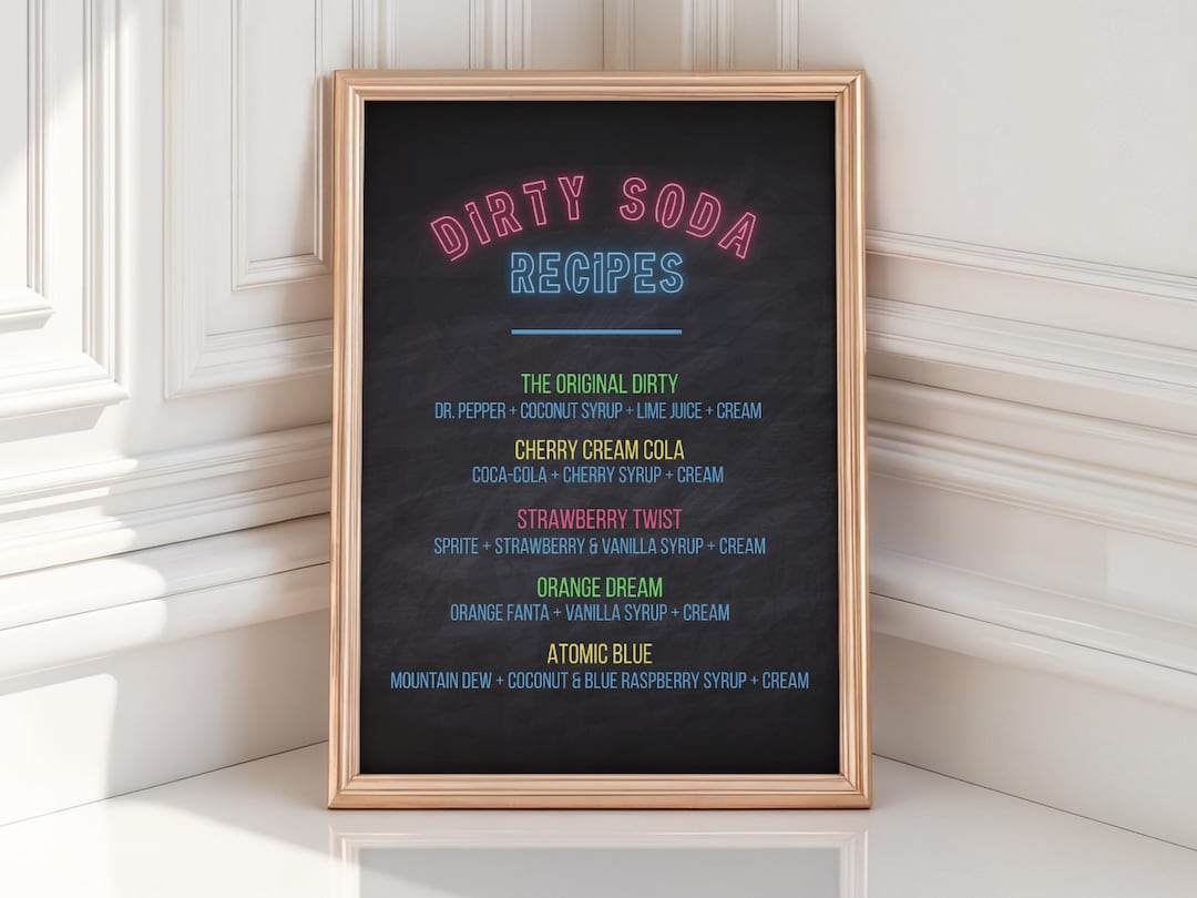Dirty Soda Bar Sign – Neon Printable Menu – Digital Download - 4th of ...