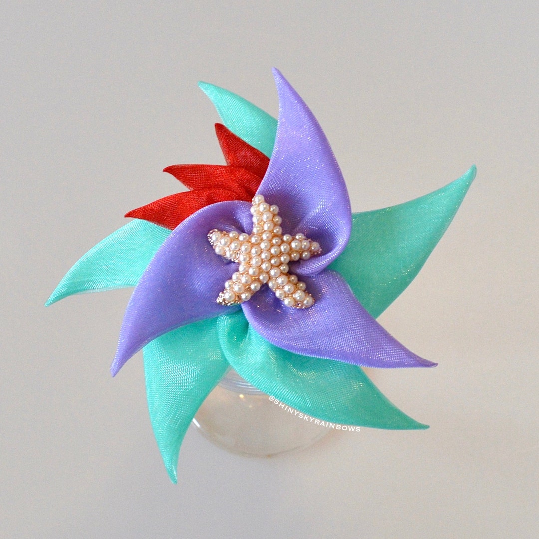1 Ariel Inspired Hair Bow, Ariel Hair Bow, Ariel Starfish, Ariel ...