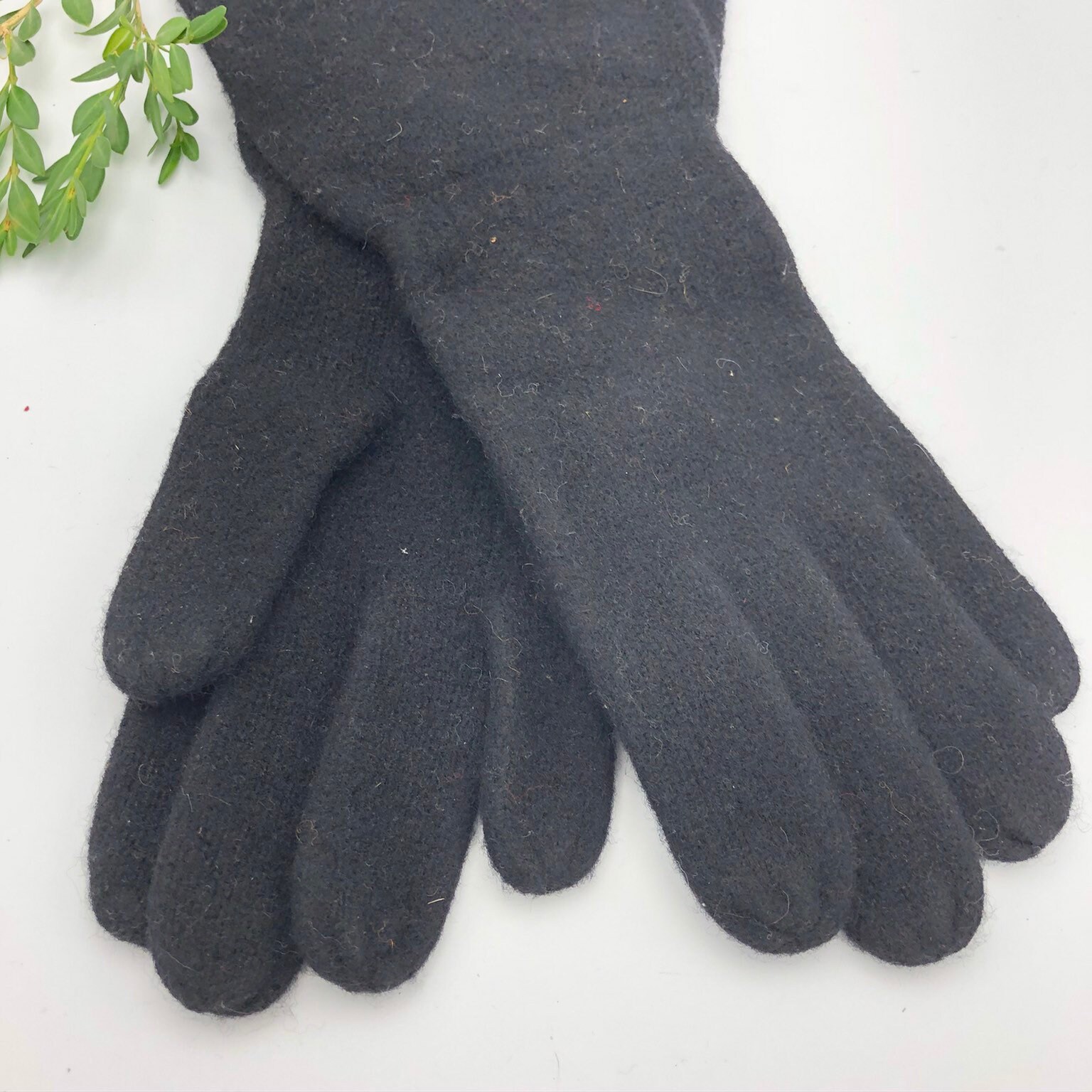 Antique Mens 1940s Long Wool Gloves , Black, Large Size, NOS Tags ...