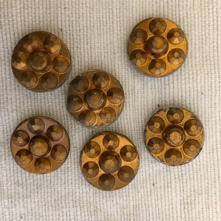 6 Antique Vintage Glass Shank Style Clear Buttons With Gold Foil ...