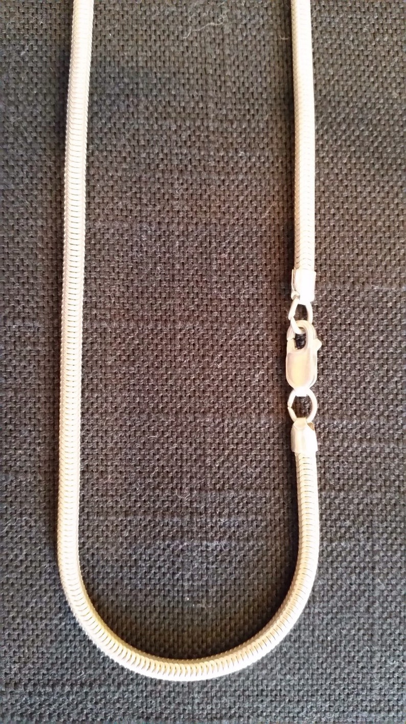 CHAIN, Sterling Silver 20" Round Snake Chain - Etsy New Zealand