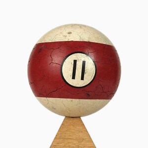 Number 11 Striped Pool Ball Clay Billiard Ball Size 2.25 Eleven XI Red ...
