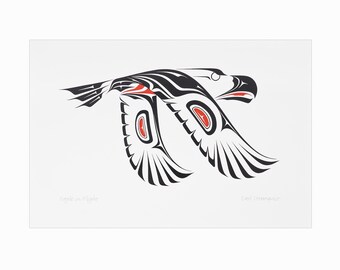 New "eagle IN Flight" Art Card by Salish Artist Carl Stromquist 6"x9 ...