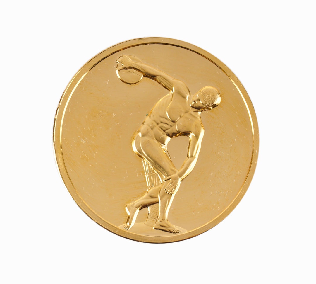 24k Gold Plated Bronze Medal Coin Discus Thrower Myron - Etsy