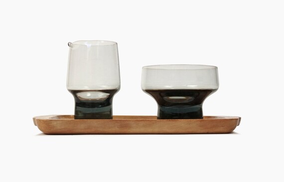 Milbern Creations Wooden Tray & Glasses Set Newark N. J. | Etsy