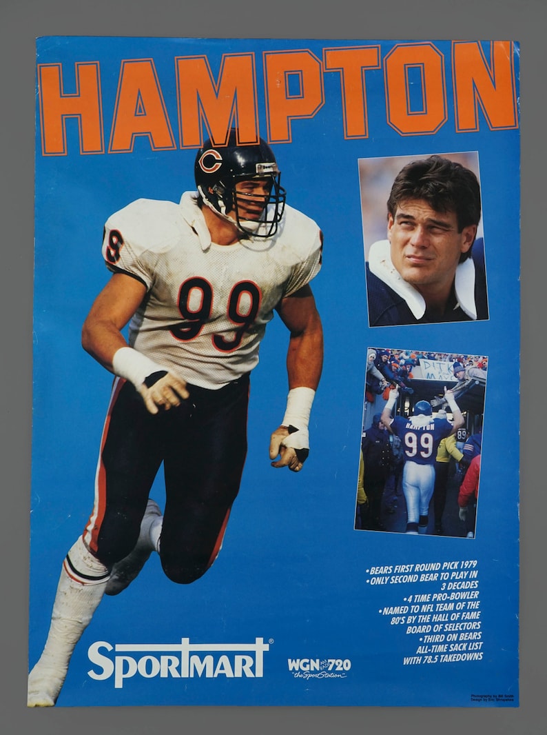1980s Dan Hampton danimal Chicago Bears Sportmart - Etsy