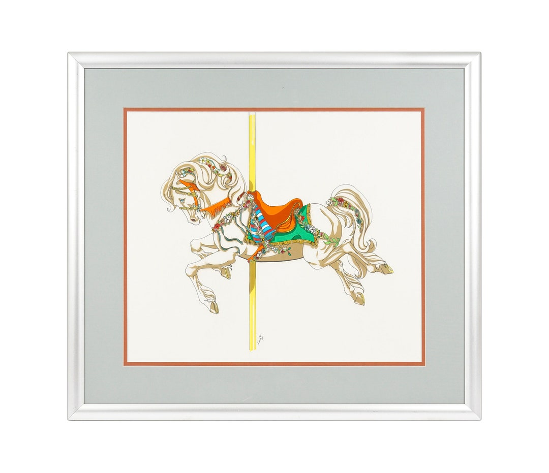 Nancy H. Strailey Carousel Horse Painting on Paper Mixed Media - Etsy