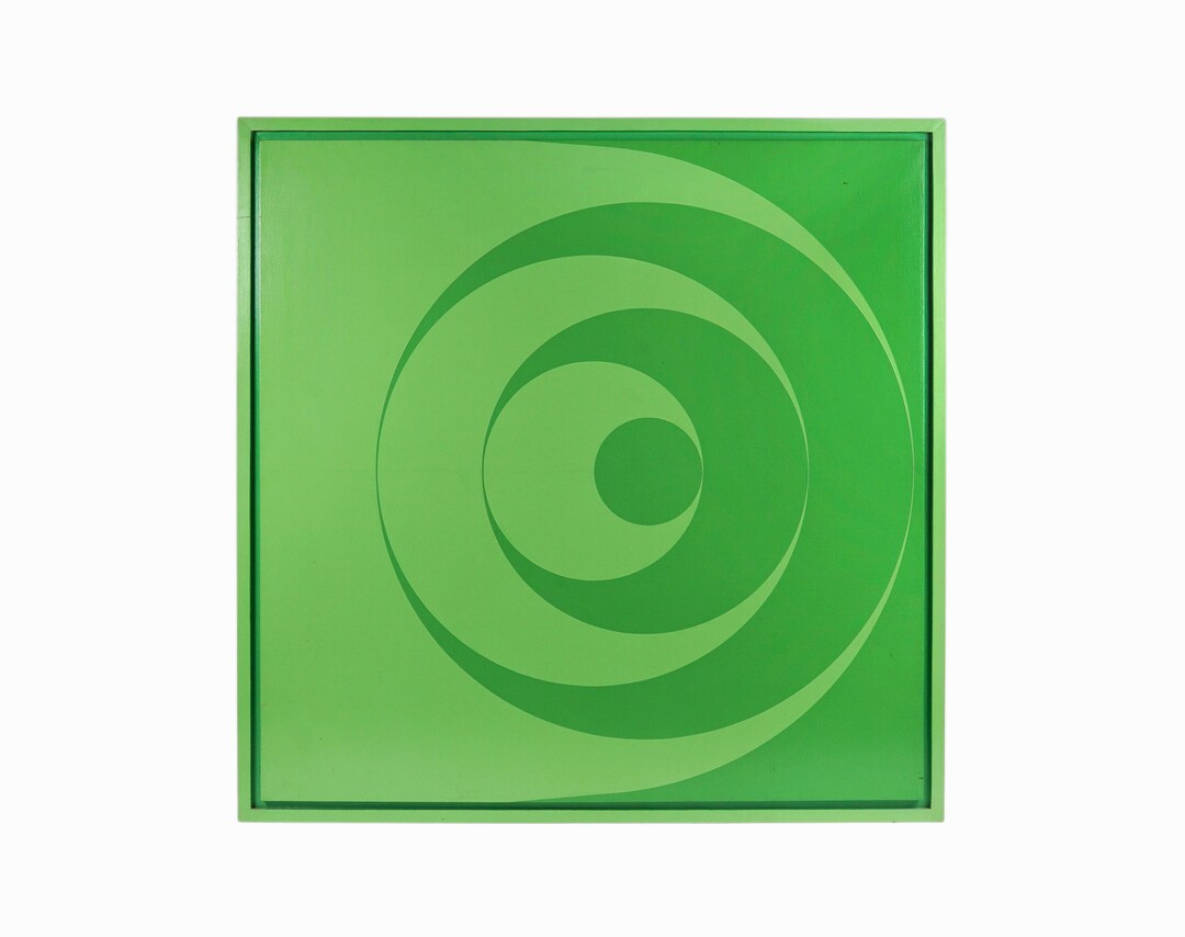 1974 Bergman Abstract Oil Painting on Canvas Hard-edge Mid Century ...