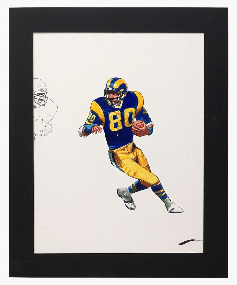 Vintage NFL Watercolor Painting on Board Los Angeles Rams Team - Etsy