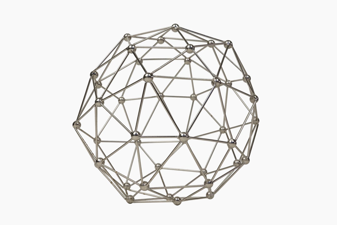 Mid Century Polygon Sculpture Silver Polyhedron Geometric Sculpture ...