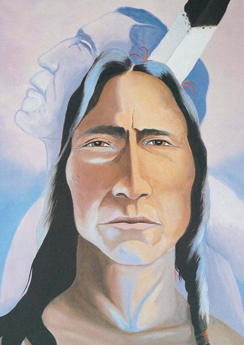 Vintage Paha Ska Offset Lithograph Print Native American - Etsy