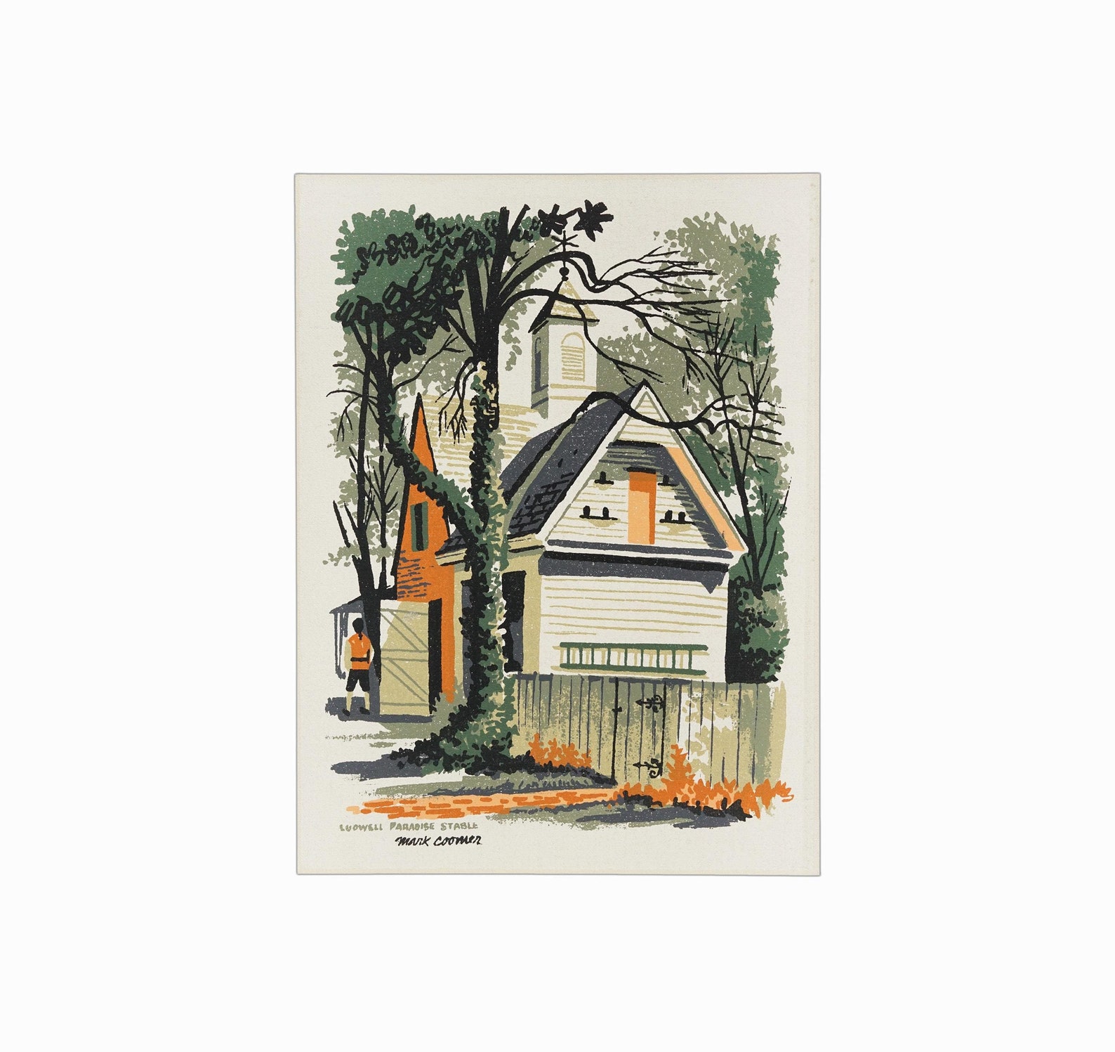 Mark Coomer Serigraph Ludwell Paradise Stable Print Vintage Art ...