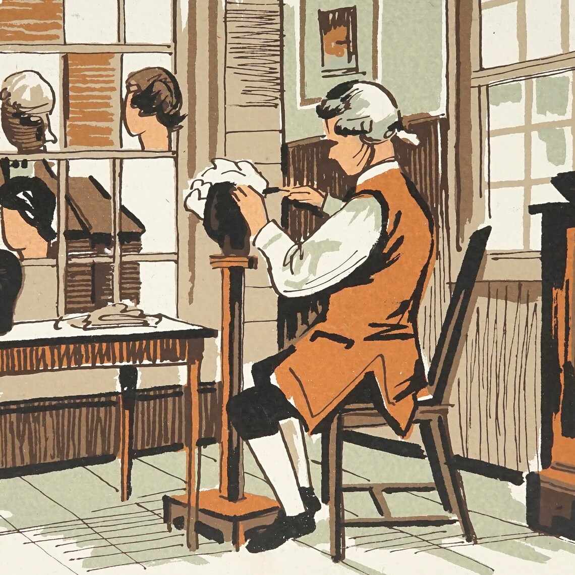 Mark Coomer Serigraph Barber Wig Peruke Maker Print Vintage - Etsy Israel