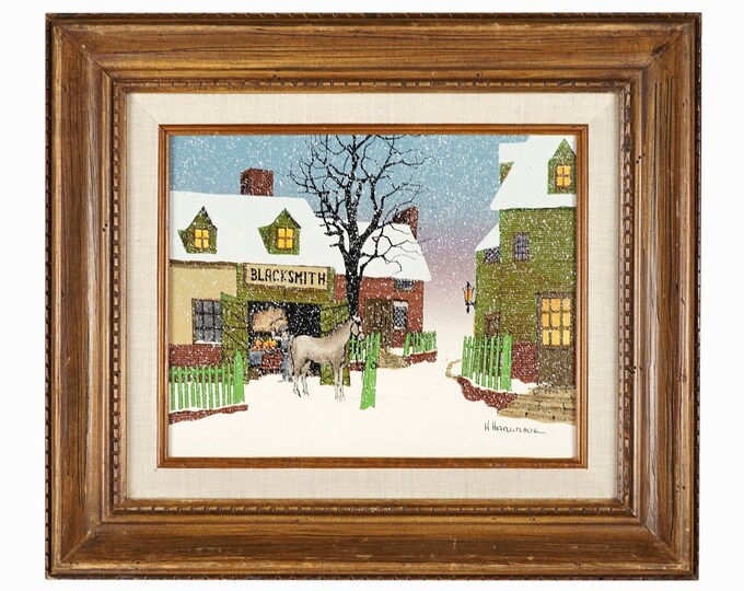 Vintage H. Hargrove Oil Painting Blacksmith - Etsy