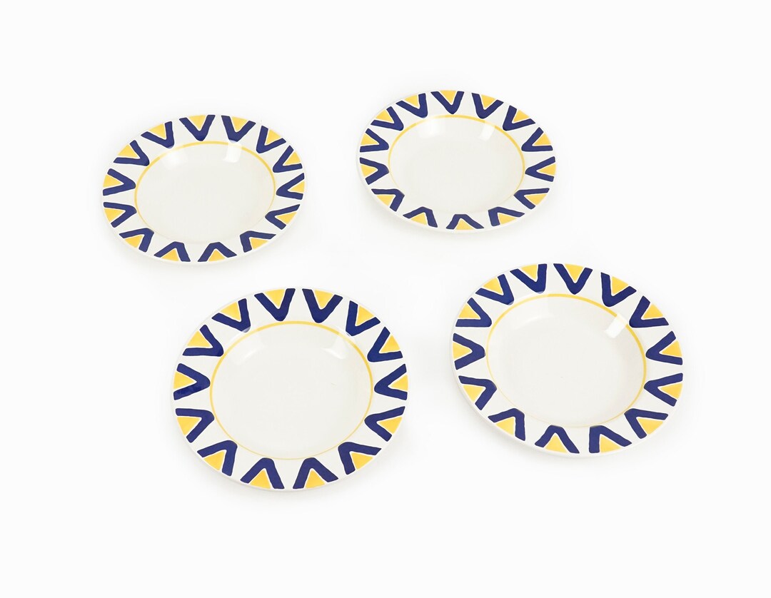 Furio Italy Ceramic Plate Set Plates Four 4 Square Abstract Design Mid ...