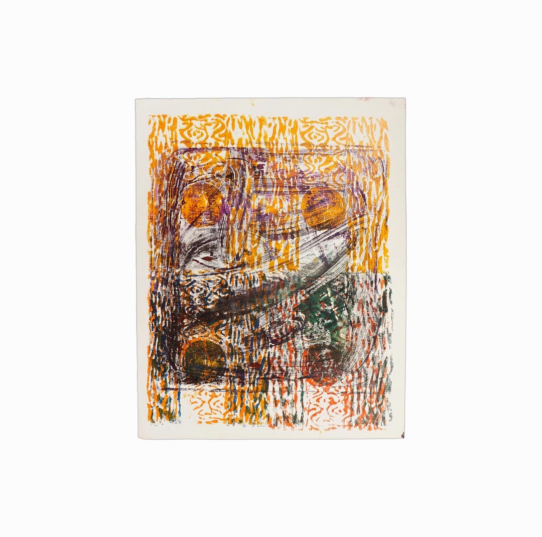 1970s William Sylvester Gamble Oil Painting on Paper Abstract ...