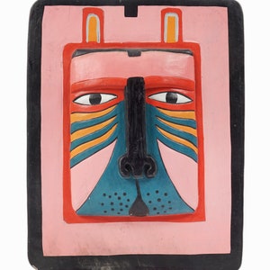 Laurel Burch Tribal Wooden Mask Wall Sculpture Folk Art - Etsy
