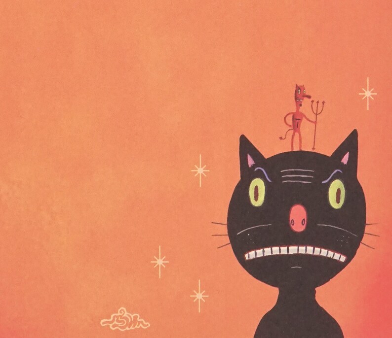 Gary Baseman Writing Paper Sheet Black Cat Serenade | Etsy