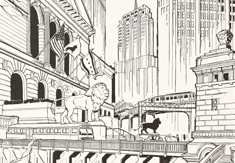 1982 George Becker Chicago Print Landmarks Buildings Chicago | Etsy