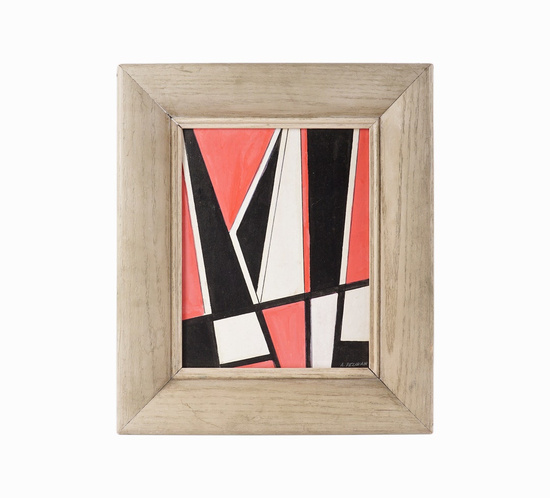 1960s Alfred G. Pelikan Abstract Oil Painting Hard-edge Mid Century ...