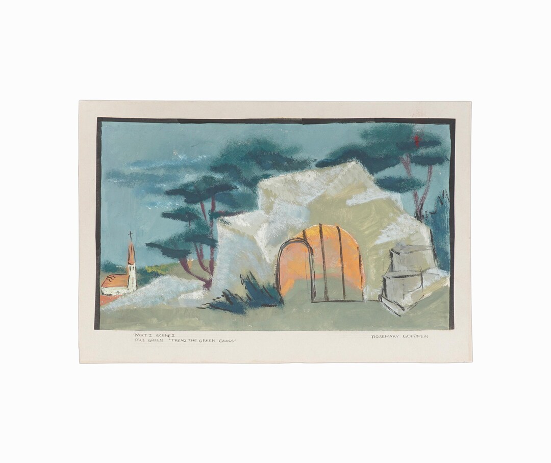 1945 Rosemary Zwick Gouache Painting on Board Illustration Theatre Set ...
