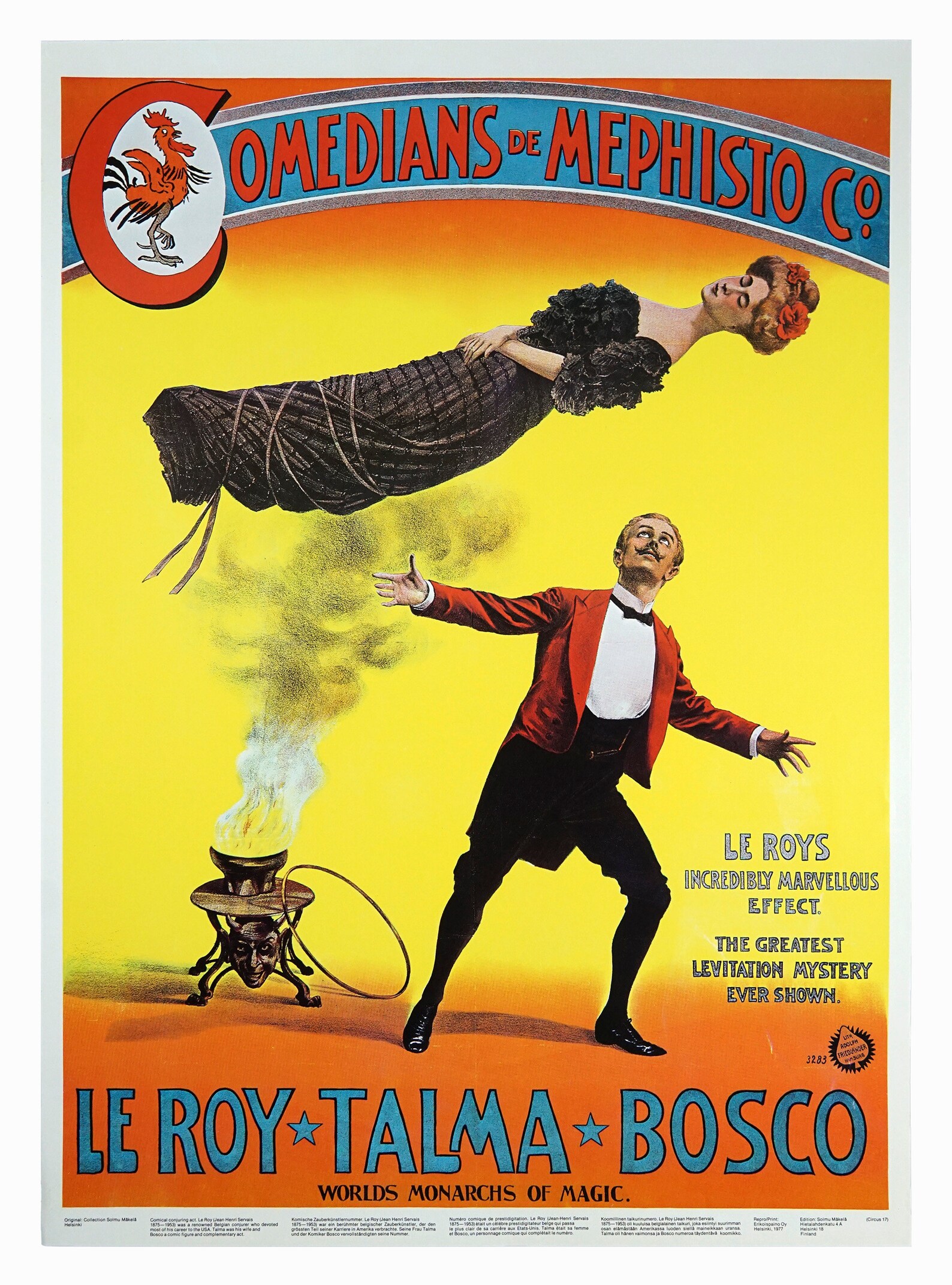 1977 Comedians De Mephisto Co. Le Roy Talma Bosco Magic Show Poster - Etsy