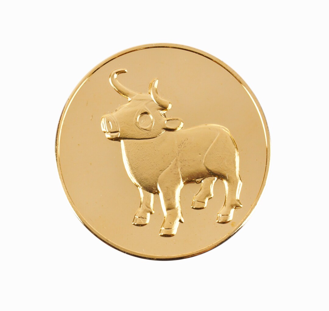 24k Gold Plated Bronze Medal Coin Gold Neolithic Bull - Etsy