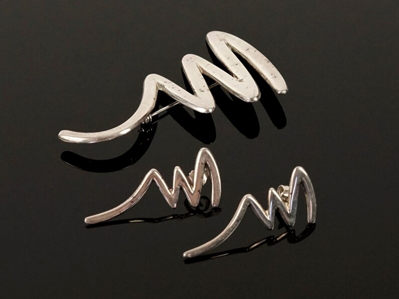 Sterling Silver 925 Zig Zag Pin Brooch Vintage Zigzag - Etsy