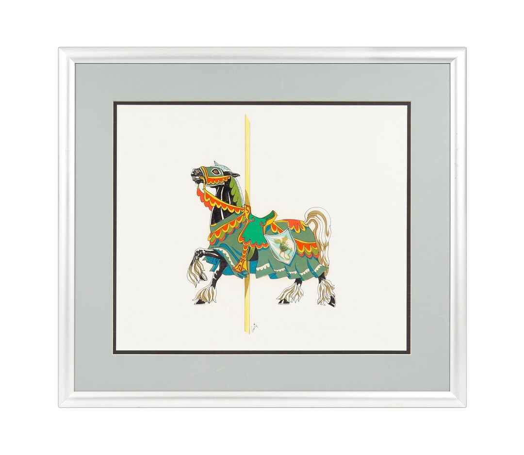 Nancy H. Strailey Carousel Horse Mixed Media Painting Vintage - Etsy