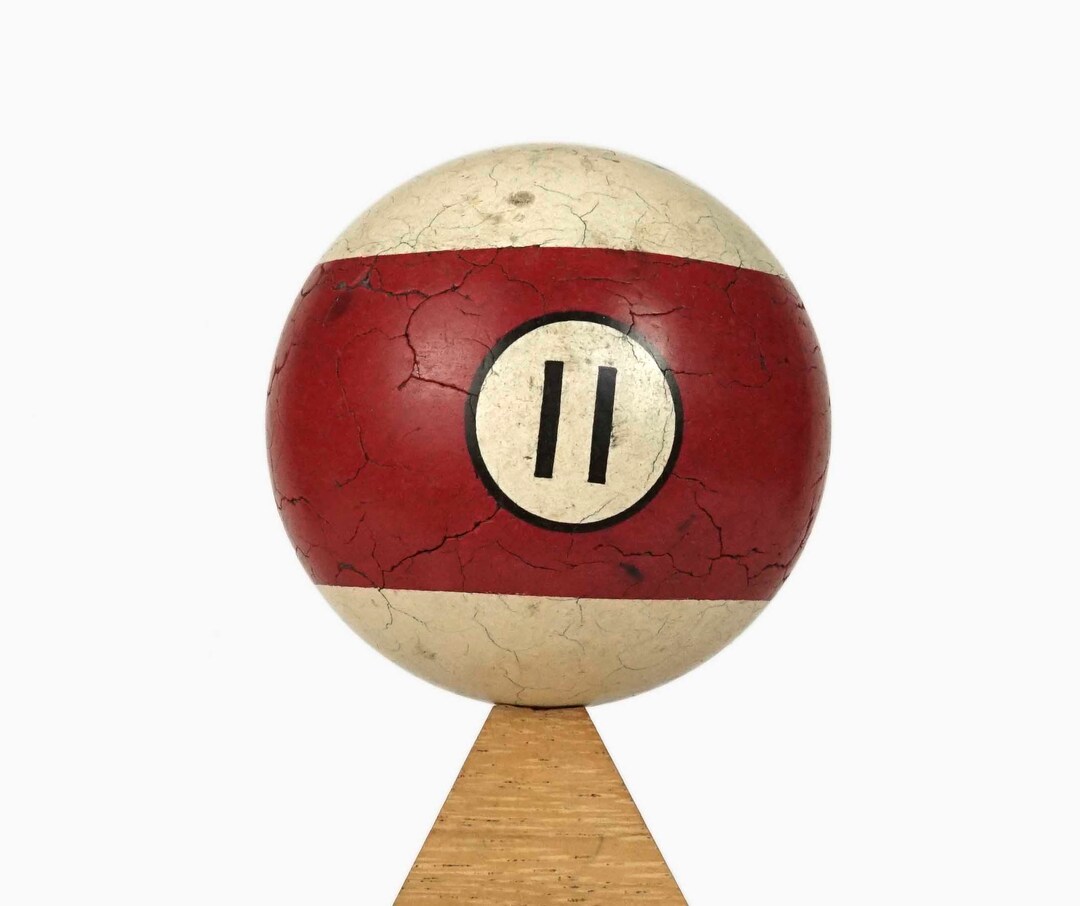 Number 11 Striped Pool Ball Clay Billiard Ball Size 2.25" Eleven XI Red ...