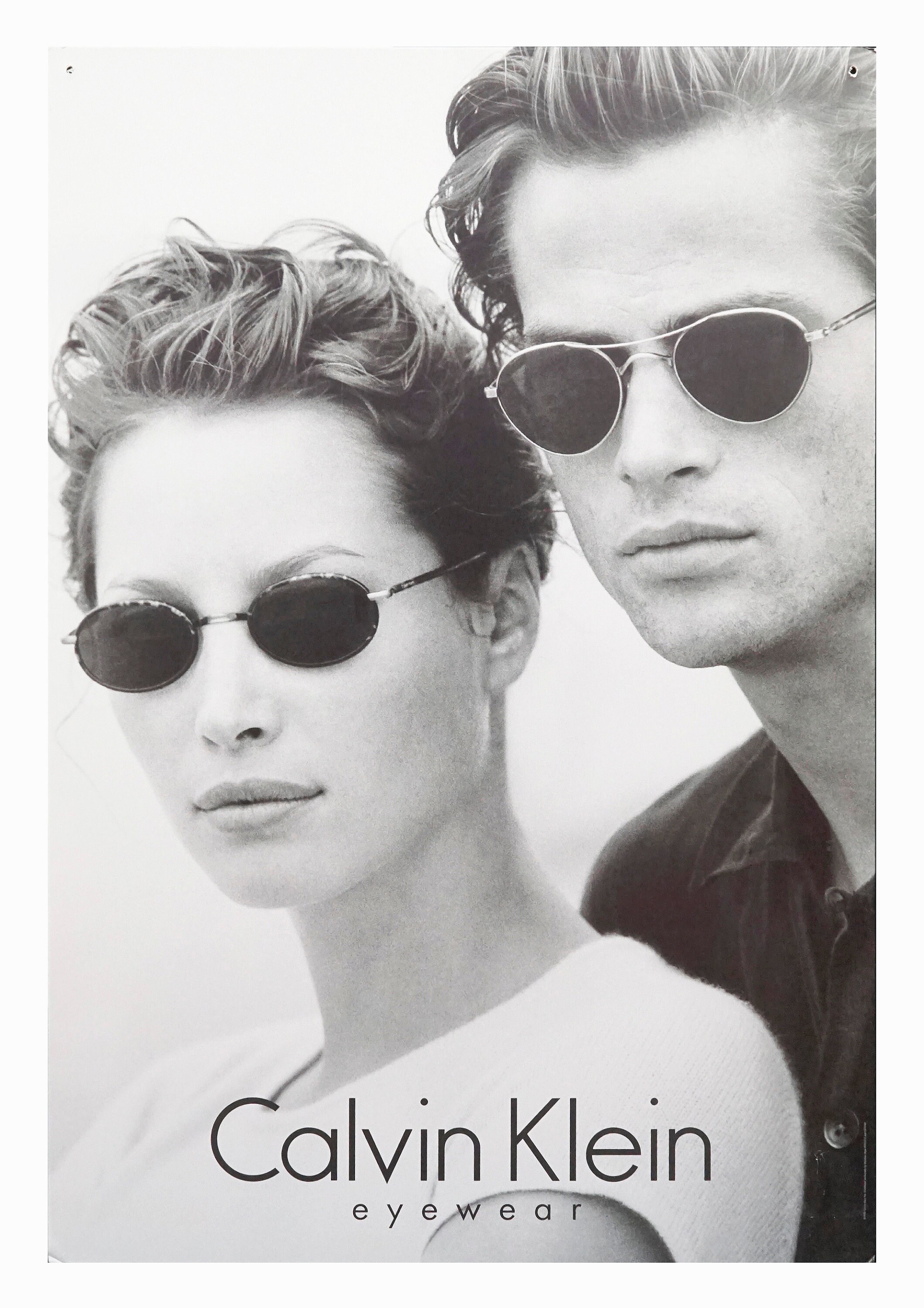 1995 Poster Calvin Klein Eyewear Double Sided Black & White 1995 Poster Calvin Klein Eyewear Double Sided Black & White