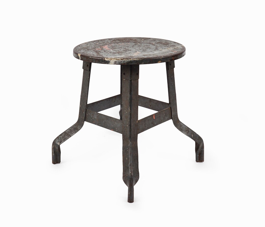 Industrial Round Metal Stool Mid Century - Etsy