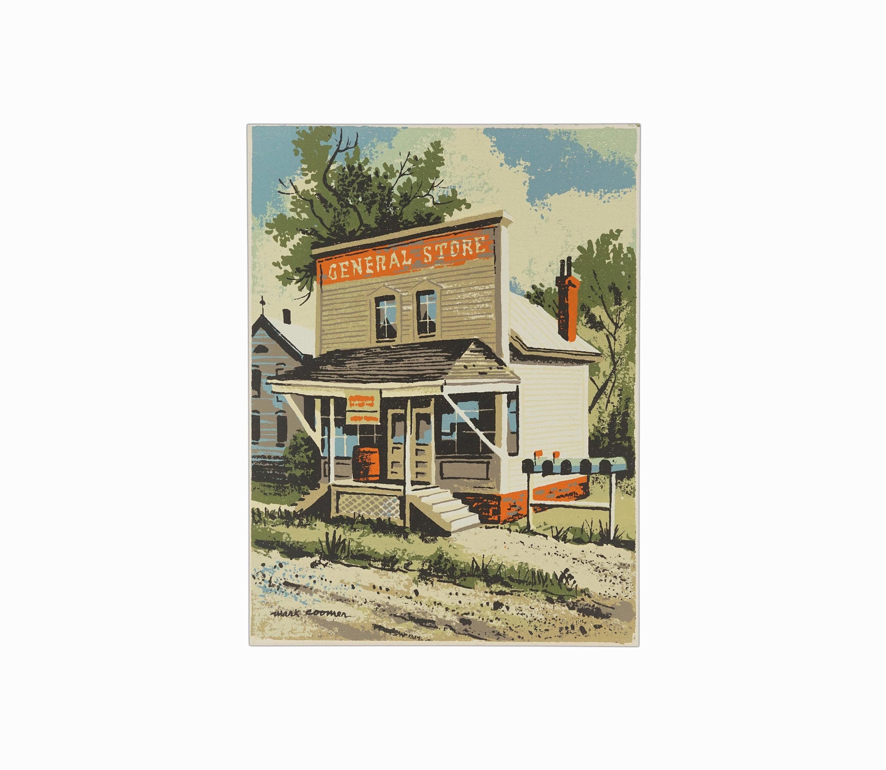Mark Coomer Serigraph General Store Storefront Print Vintage Art ...