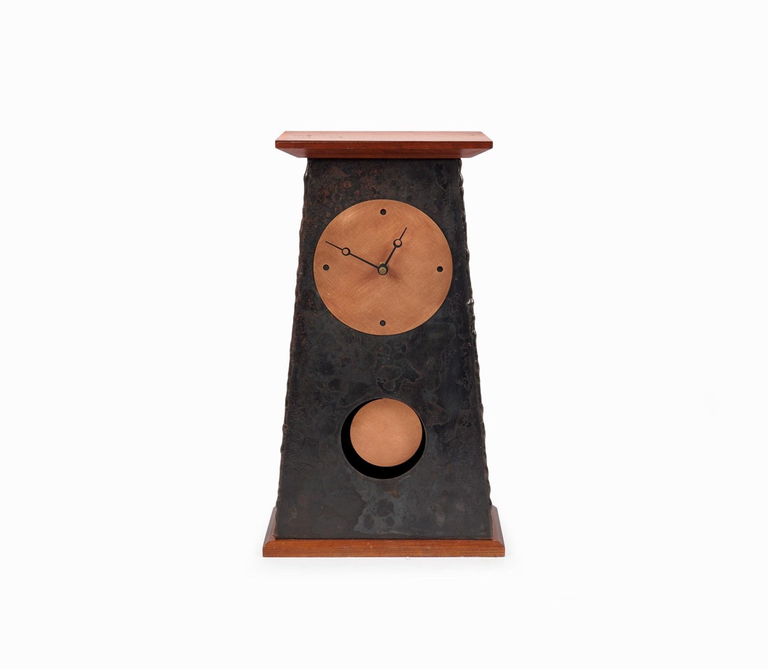 Ethan Allen Mantel Clock Brutalist Shelf Copper - Etsy