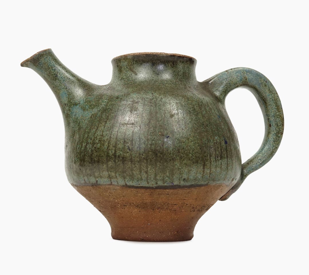Edna Arnow Green Teapot Pot Stoneware Kettle Ceramic Pot Mid Century - Etsy