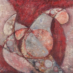 1934 S. Kaiser Abstract Oil Painting on Canvas Mid Century Modern ...