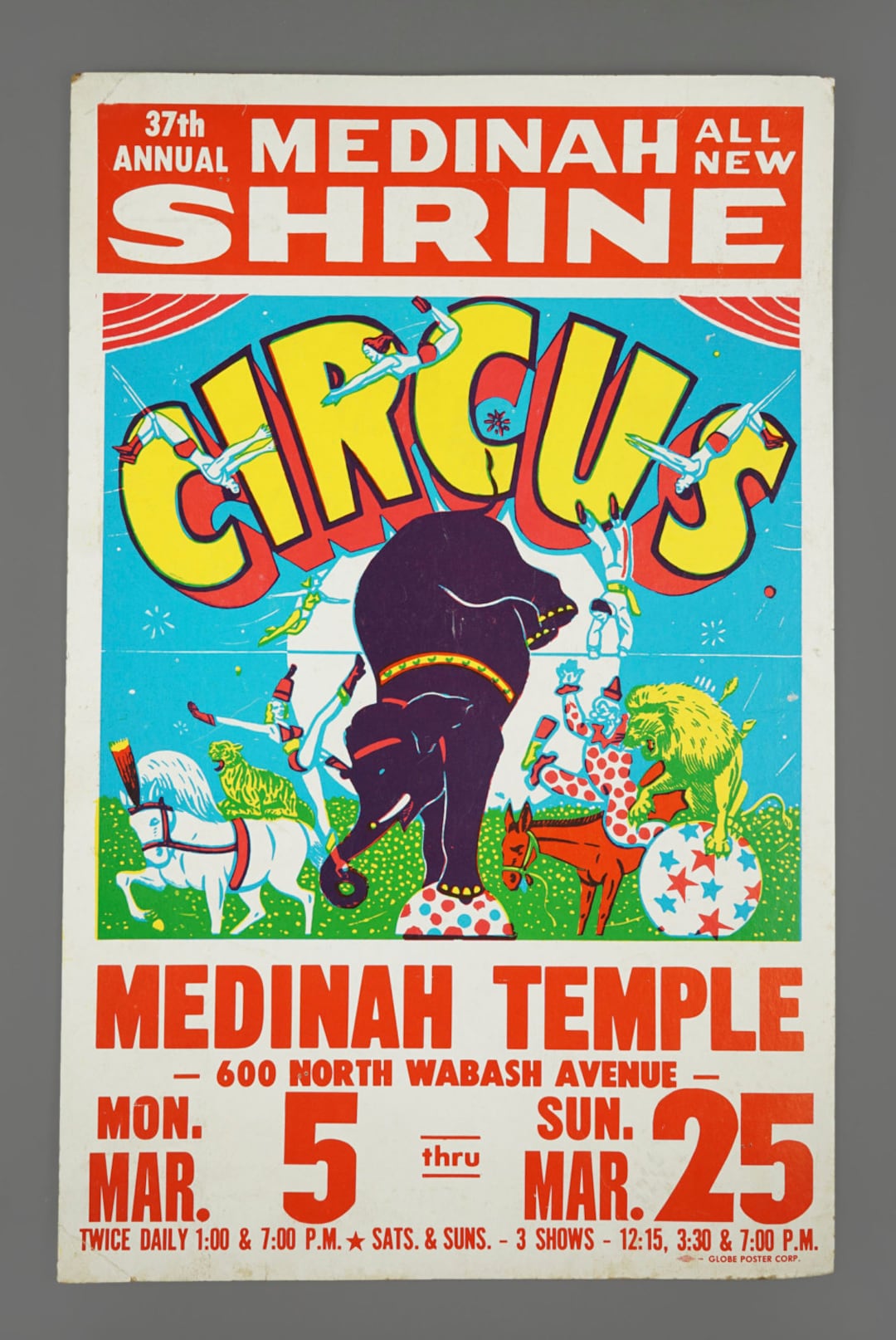1960s Medinah Shrine Circus Poster Advertising 37th Annual Chicago ...