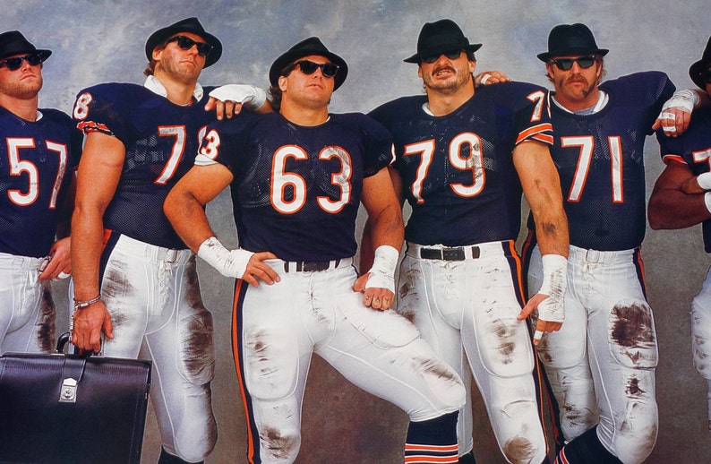 1985 Chicago Bears Black n Blues Brothers Poster Chicago Bears | Etsy
