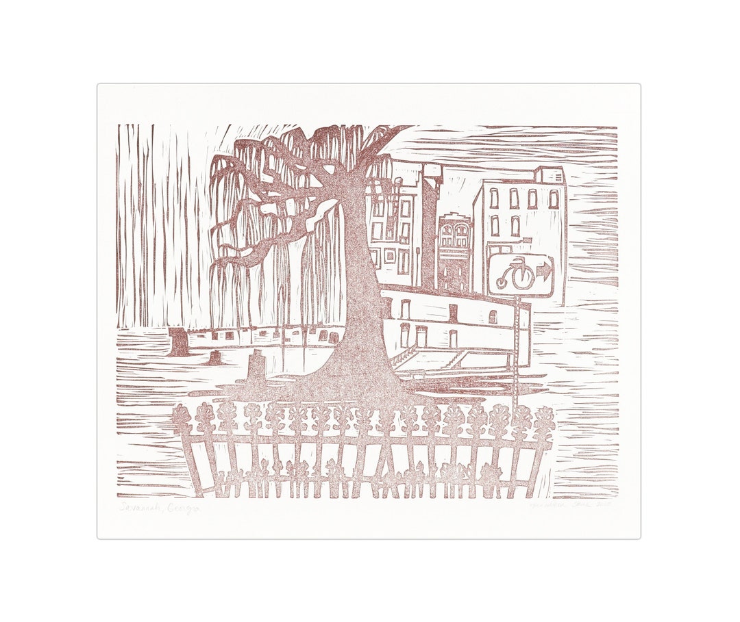 Shannon Buck Linocut Print on Paper Savannah Georgia Serigraph - Etsy